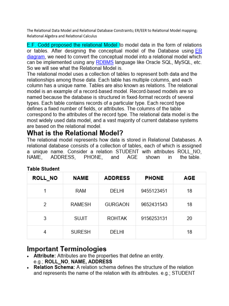 Unit 3 | PDF | Relational Database | Relational Model Unit 3 | PDF | Relational Database | Relational Model