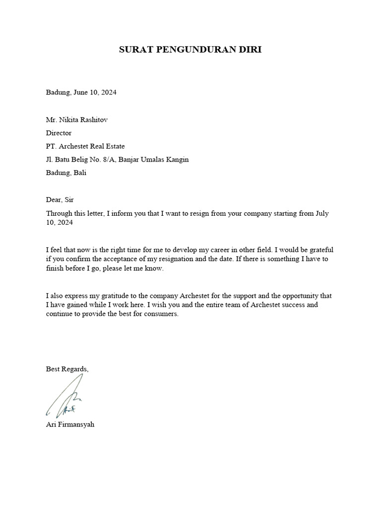 Resignation Letter Ari Firmansyah 2 Signed Pdf