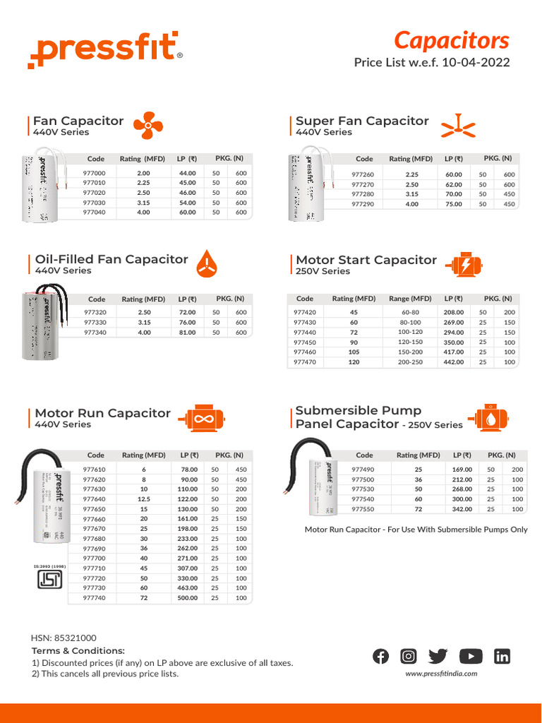 Capacitors Price | PDF | Electrical Components | Capacitance