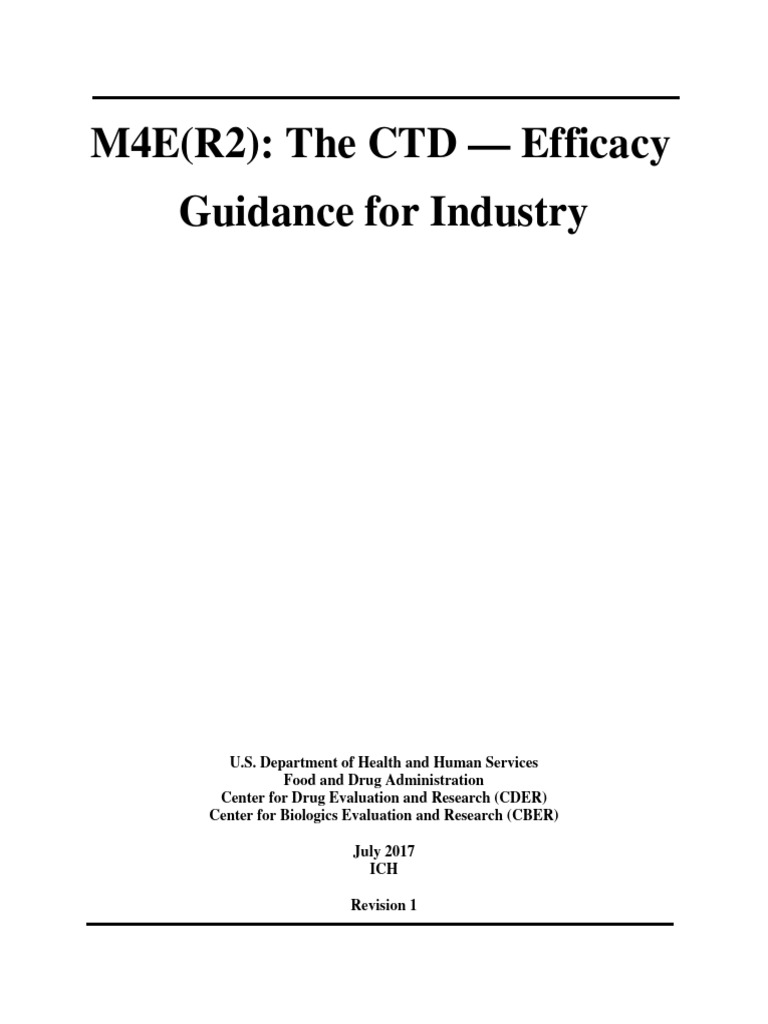 IND TOC Contents ICH M4E (R2) - The-CTD - Efficacy | PDF ...