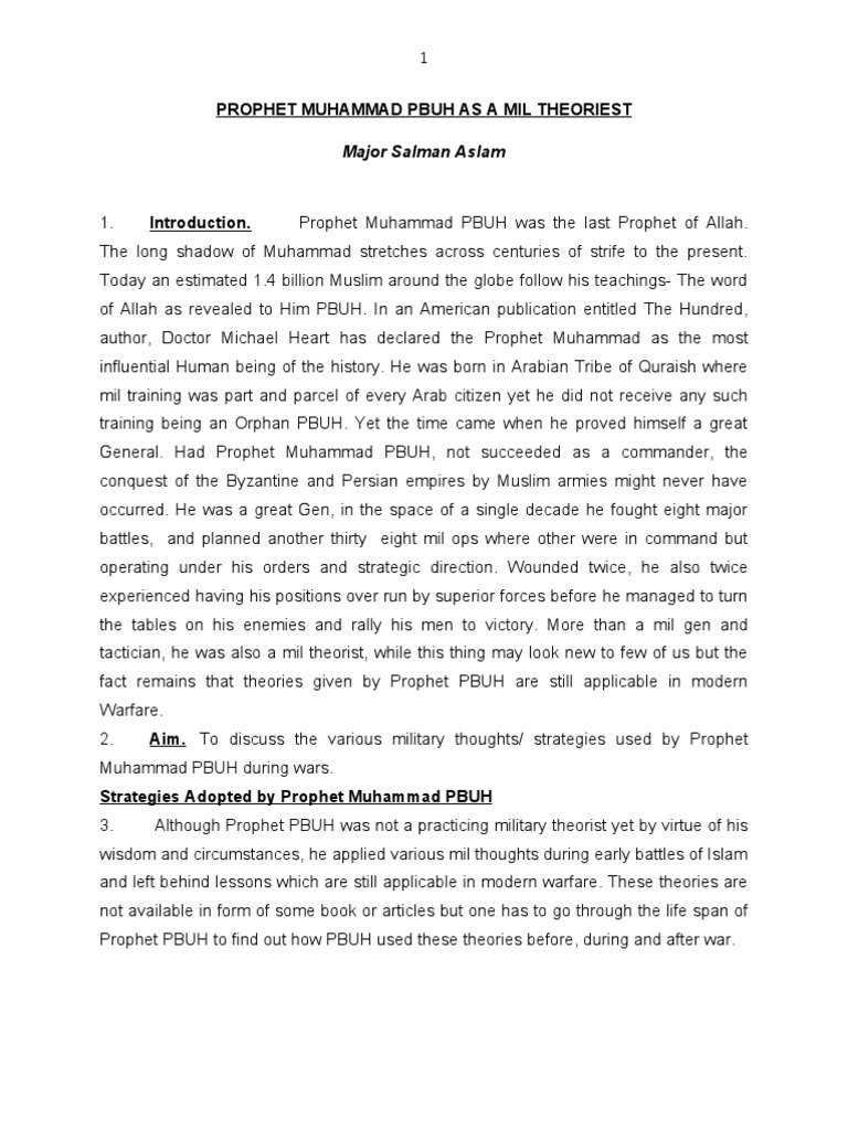 Prophet Muhammad Pbuh As A Mil Theoriest | PDF | Ummah | Muhammad