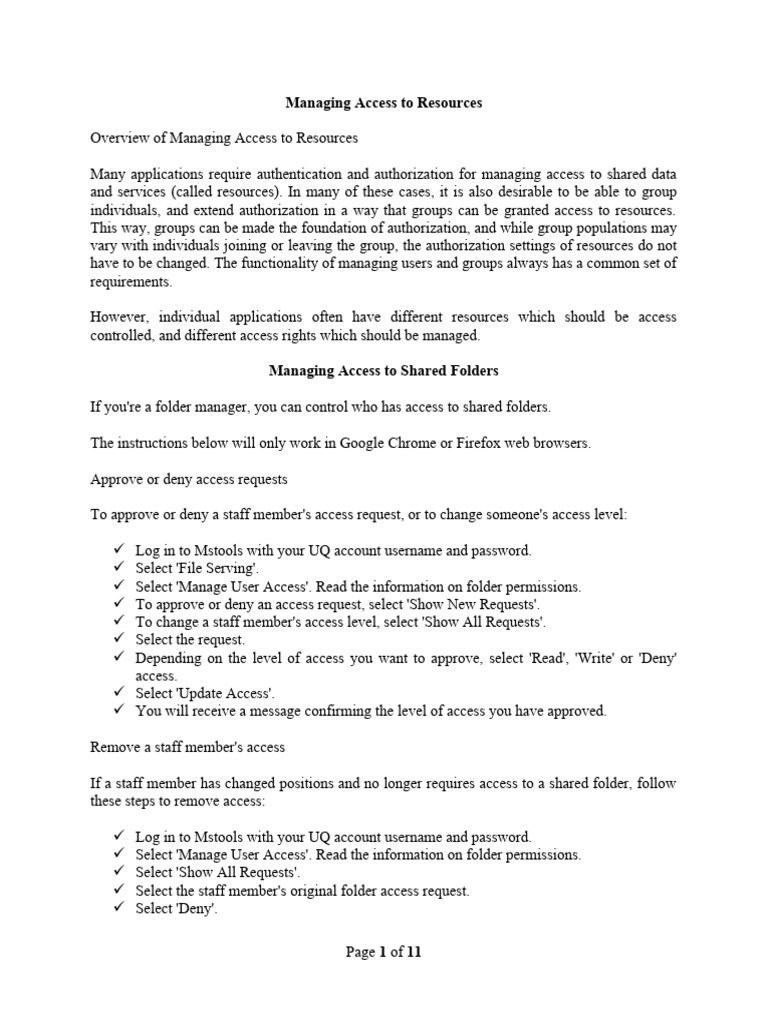 Access Management for Shared Resources | PDF | Computer File | File System