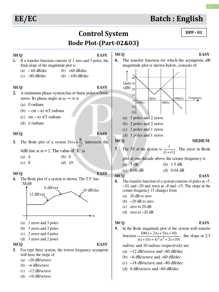 Bode plot | Download Free PDF | Electronic Engineering | Control Theory