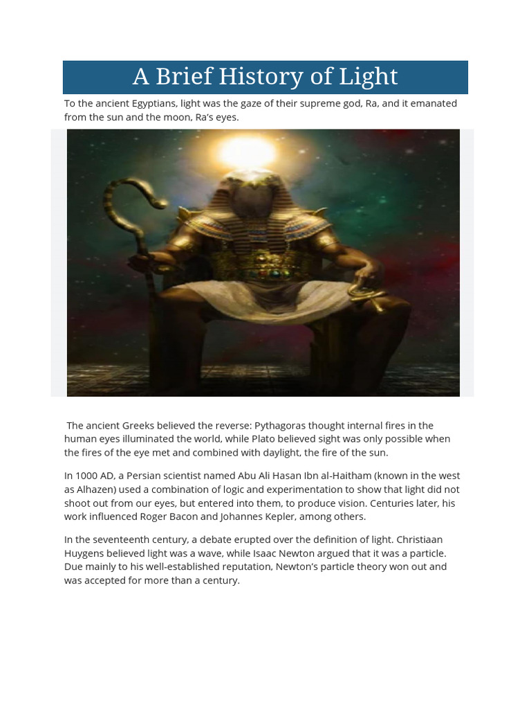 Evolution of Light Theories Through History | PDF