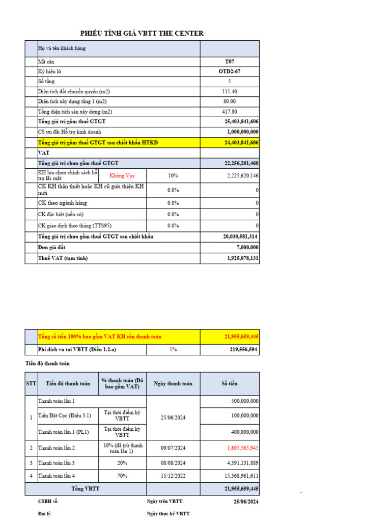 0.Mẫu PTG TTĐC VBTT CSBH SỐ 10 The Center | PDF