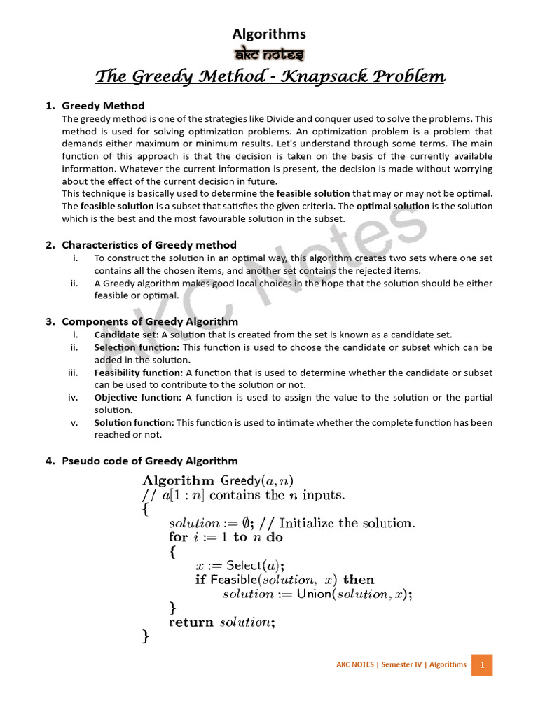 Knapsack - Algorithms (Student) | PDF | Mathematical Optimization | Dynamic Programming