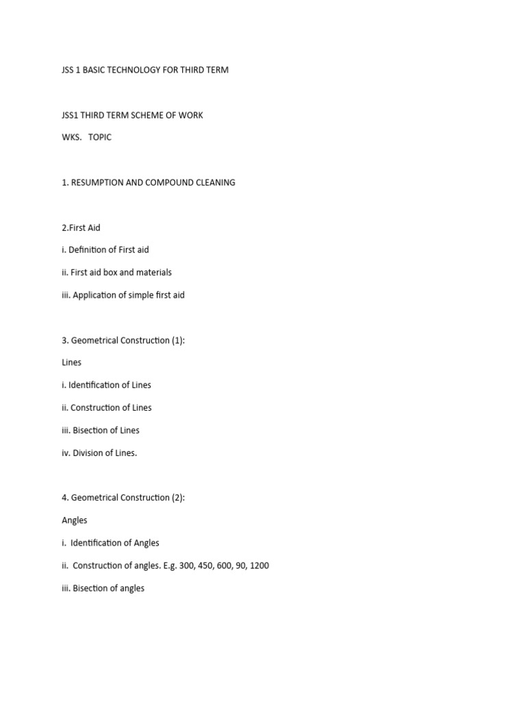 JSS 1 BASIC TECH | Download Free PDF | First Aid | Wood