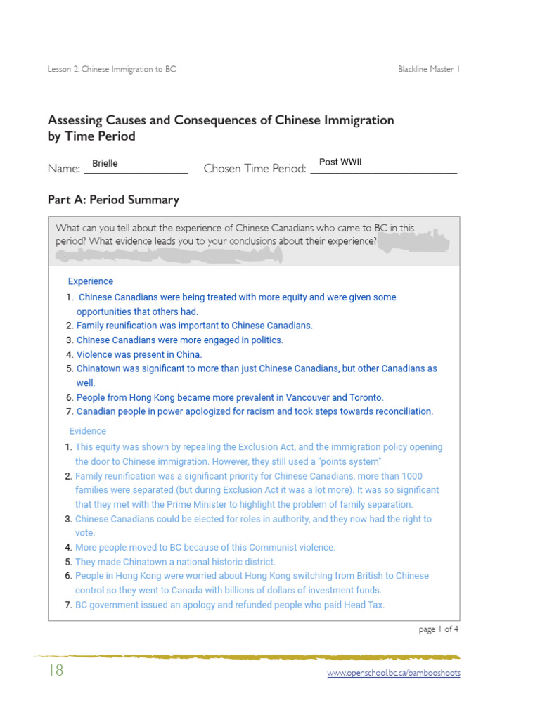 Assessing Causes and Consequences of Chinese Immigration | PDF ...