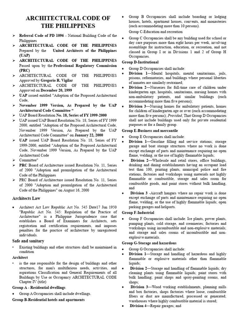Architectural Code of The Philippine1 | PDF | Building