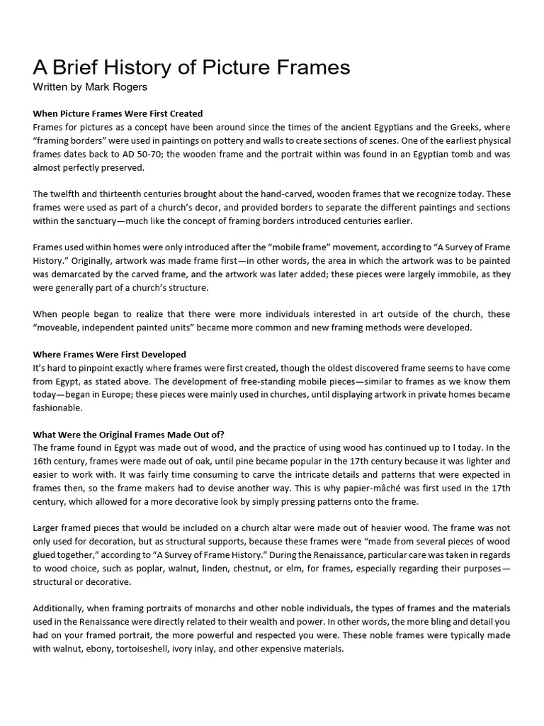 A Brief History of Picture Frames | PDF | Wood | Ancient Egypt