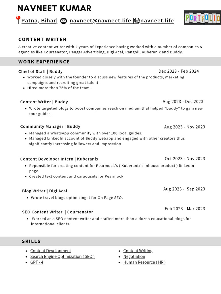 Navneet Kumar - Resume | Download Free PDF | Search Engine Optimization | Human Communication