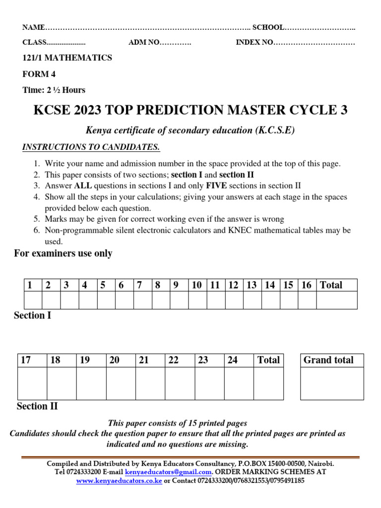 Mat PP1 Cycle 3 QNS | PDF