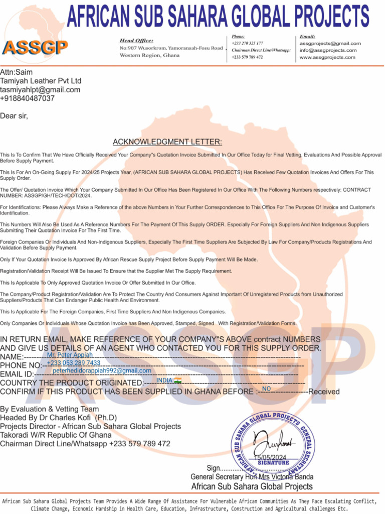 Return Letter With Agent Details | PDF
