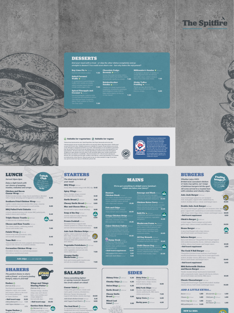 Tattershall Lakes Main Menu Spitfire Resized | PDF | Hamburgers ...