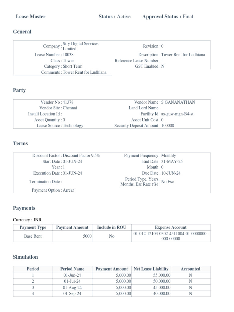 General: Lease Master Status: Active Approval Status: Final | PDF ...