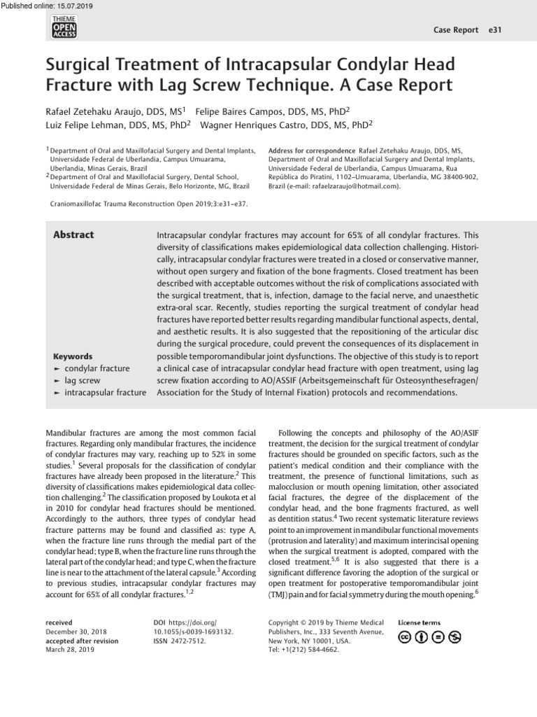 Fratura de Condilo Lag Screw - CMFTR 2019 | PDF | Science & Mathematics