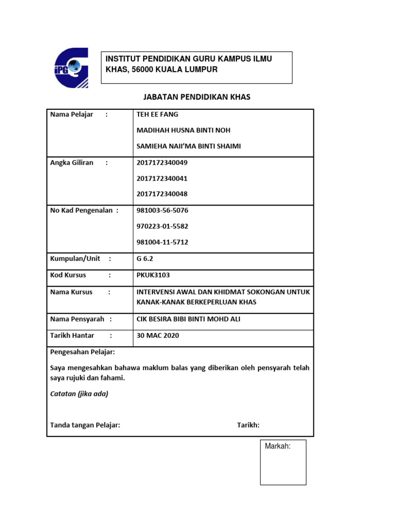 Laporan Intervensi PDK Wahyu. Last Edit | PDF
