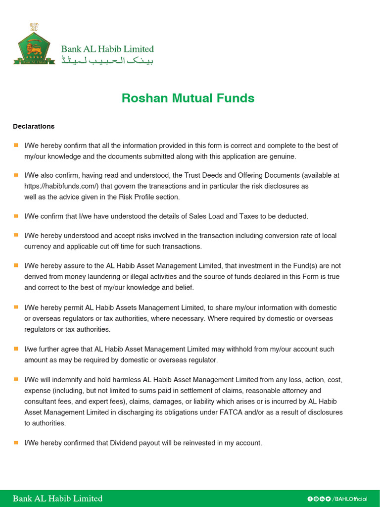 Declaration Mutual Funds | PDF | Indemnity | Taxes