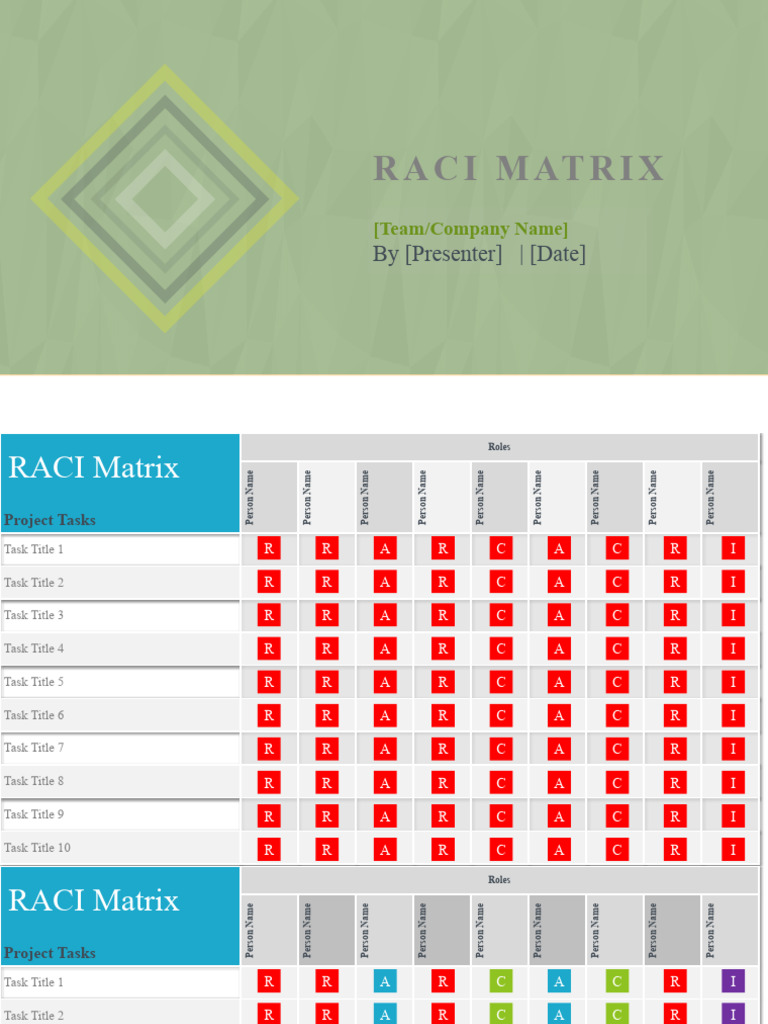 ANALYSISTABS - A11.1. RACI Matrix PowerPoint Presentation - Simple | PDF