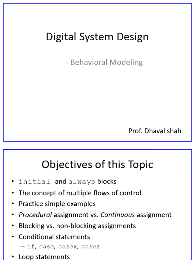 Verilog-Behavioral Modeling | PDF | Parameter (Computer Programming) | Computer Programming
