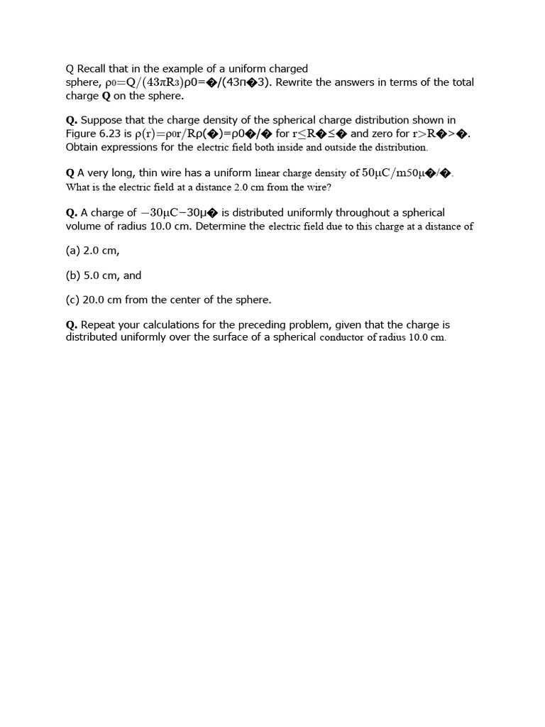 Q. Suppose That The Charge Density of The Spherical Charge Distribution Shown in | PDF ...