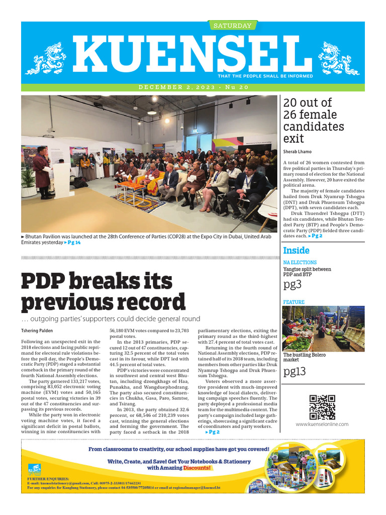 Kuensel December 2 2023 | PDF | Electronic Voting | Absentee Ballot