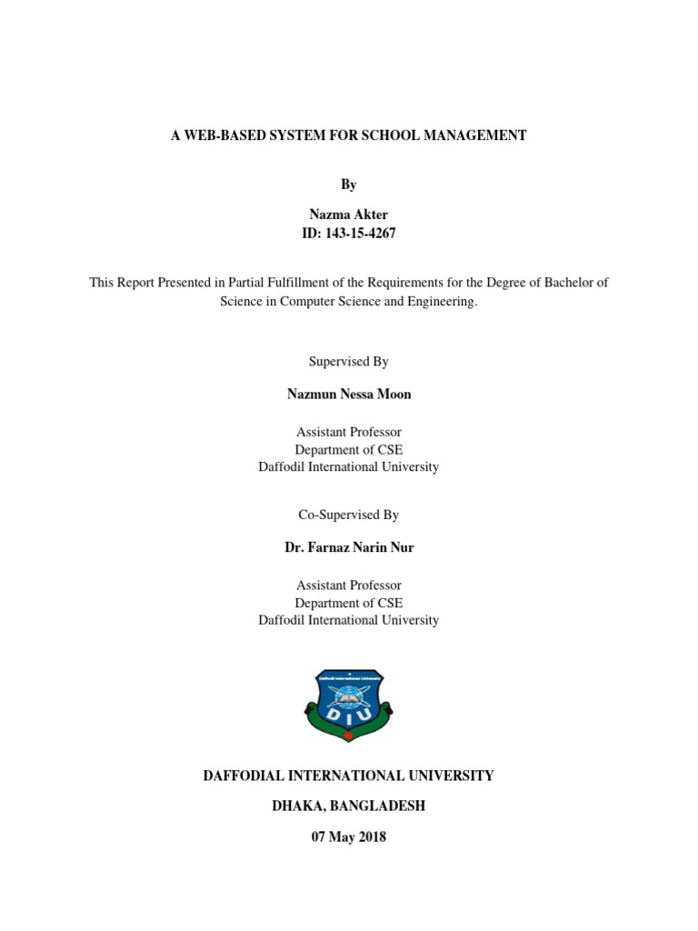 A WEB-BASED SYSTEM FOR SCHOOL MANAGEMENT - Daffodil CSE 2018 | PDF ...