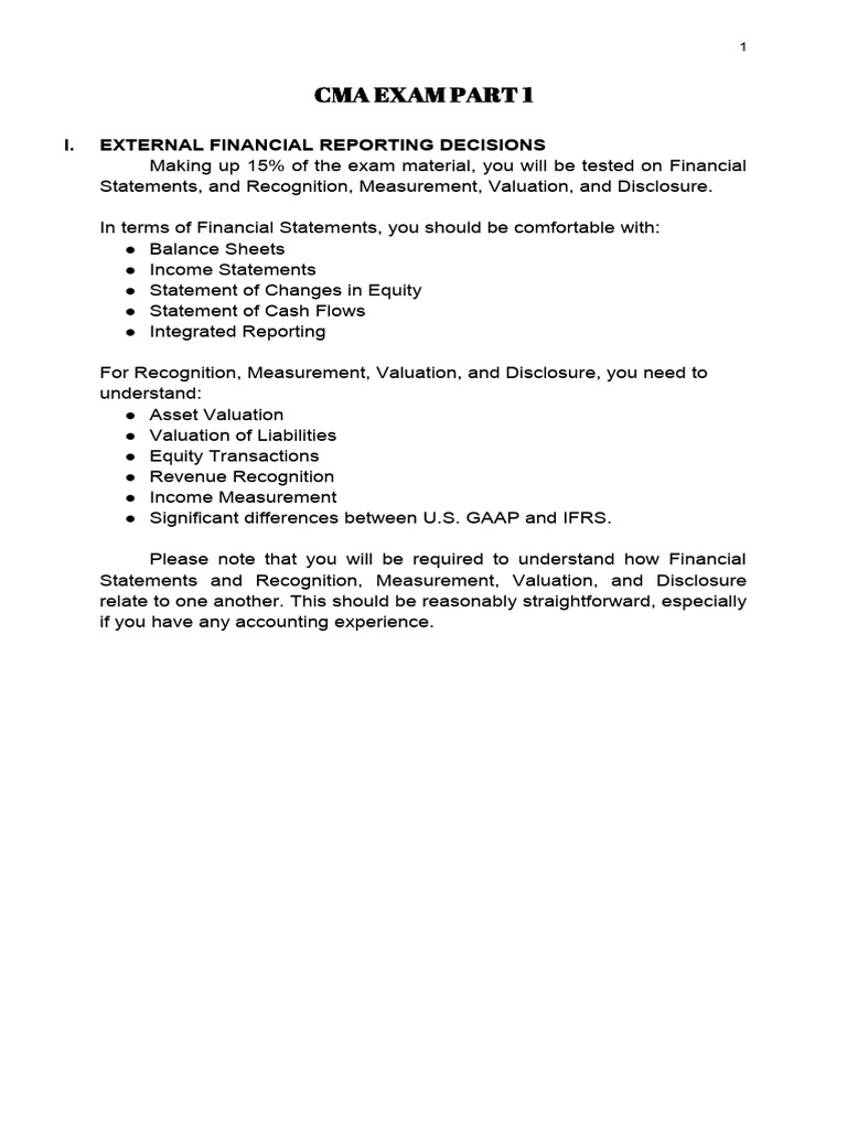 CMA Exam Syllabus in A Nutshell | PDF | Financial Capital | Valuation ...