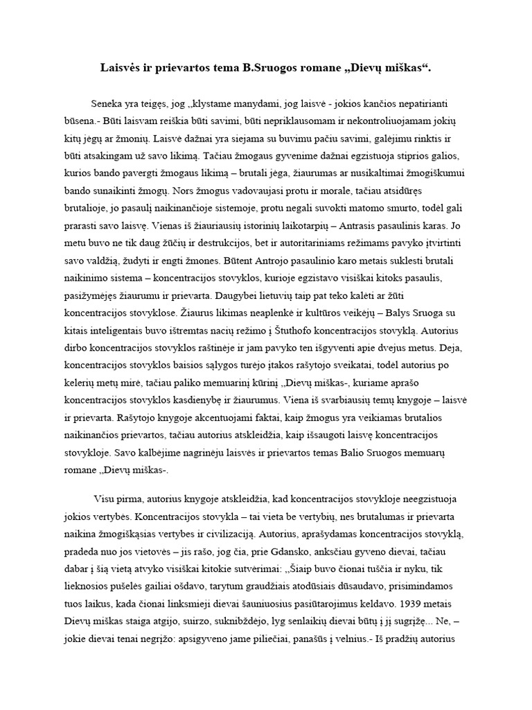 Kalbejimas B.sruoga Dievu Miskas | PDF