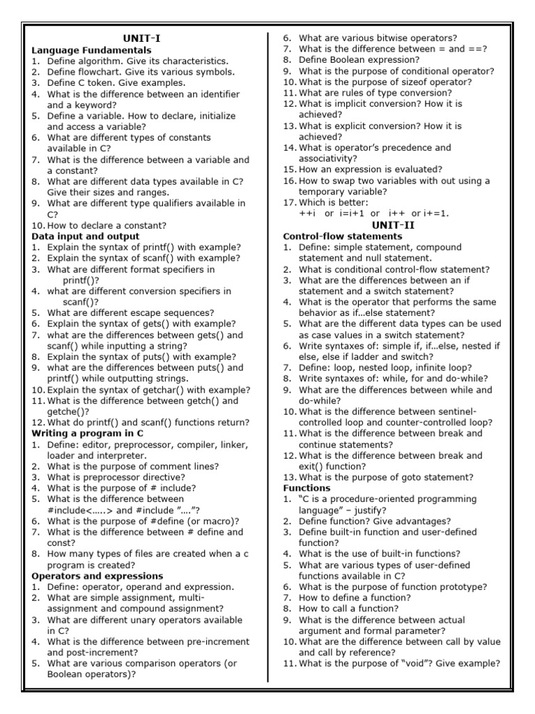 C One Mark Questions Pdf Pointer Computer Programming Scope Computer Science 1112
