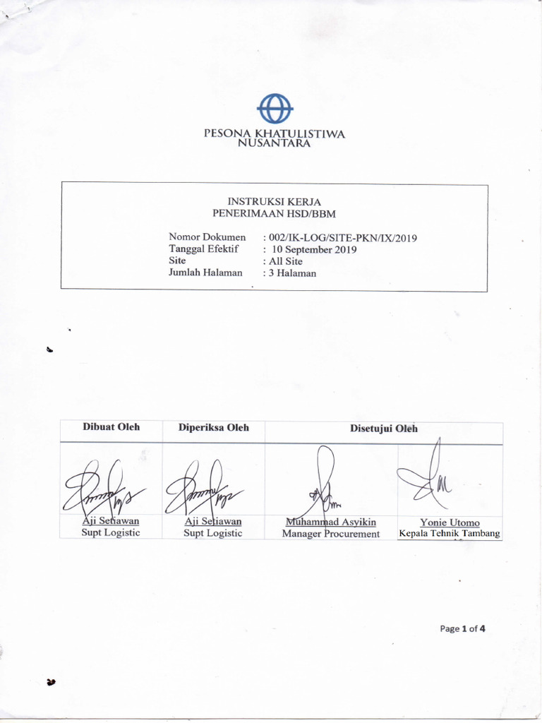 IK - 02 Penerimaan HSD-BBM | PDF