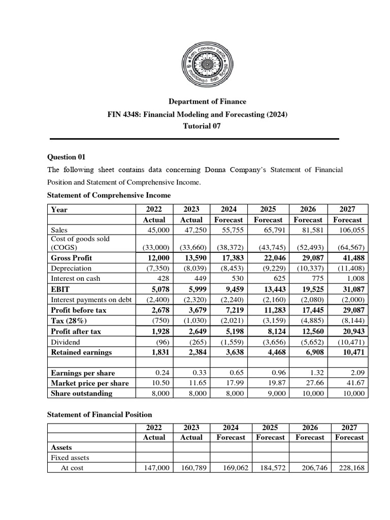 Tutorial 07 | PDF | Equity (Finance) | Yield (Finance)