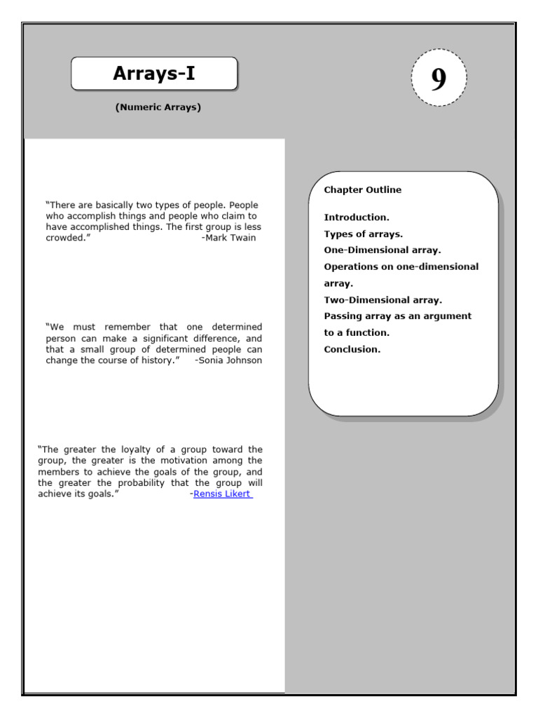 Lesson9 Arrays1 | Download Free PDF | Integer (Computer Science) | Variable (Computer Science)