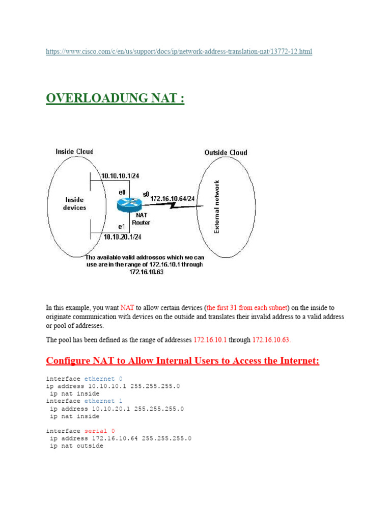 NAT Configuration and Verification Guide | PDF | Ip Address | Router ...