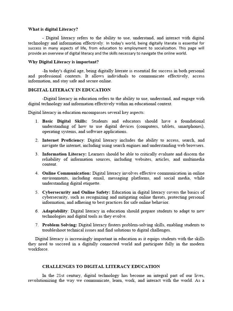 206 digital literacy | PDF | Literacy | Learning