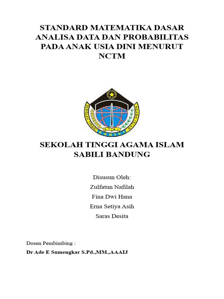 Standard Matematika Dasar Analisa Data Dan Probabilitas Pada Anak Usia Dini Menurut NCTM | PDF