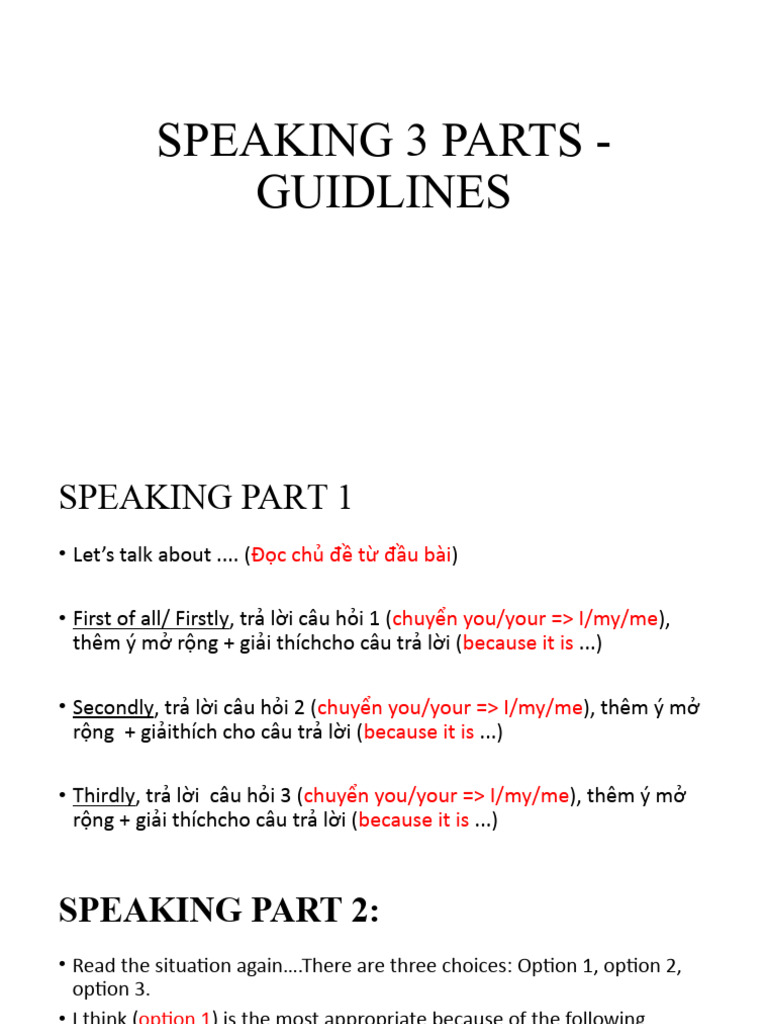 Speaking 3 Parts - Guidlines | PDF