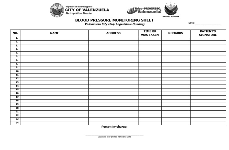 Blood Pressure Monitoring Sheet | PDF