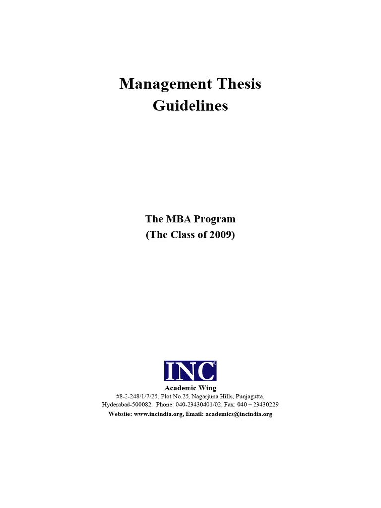 MBA Management Thesis Guidelines | PDF | Thesis | Methodology