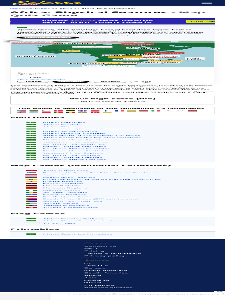 Africa Physical Features - Map Quiz Game - Seterra | PDF | Africa | Desert