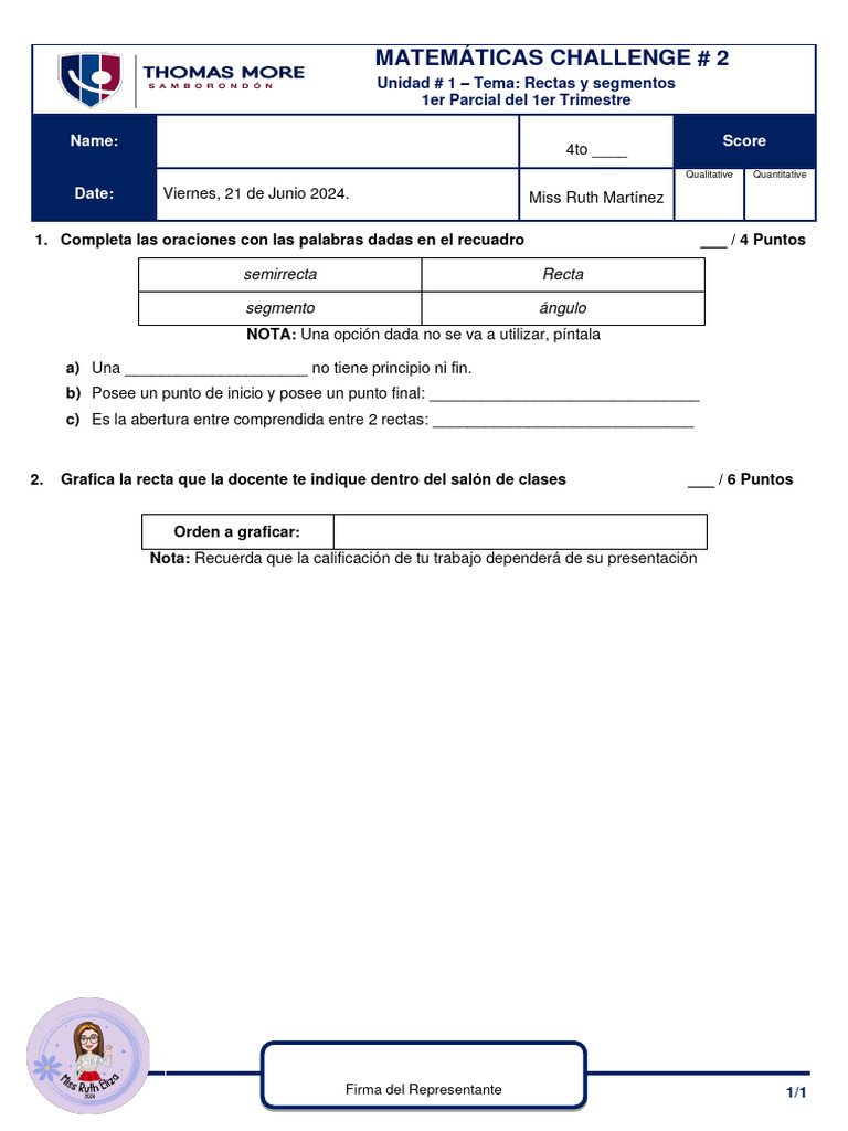 4to C&D - Math Challenge # 2 - 1P1T | PDF