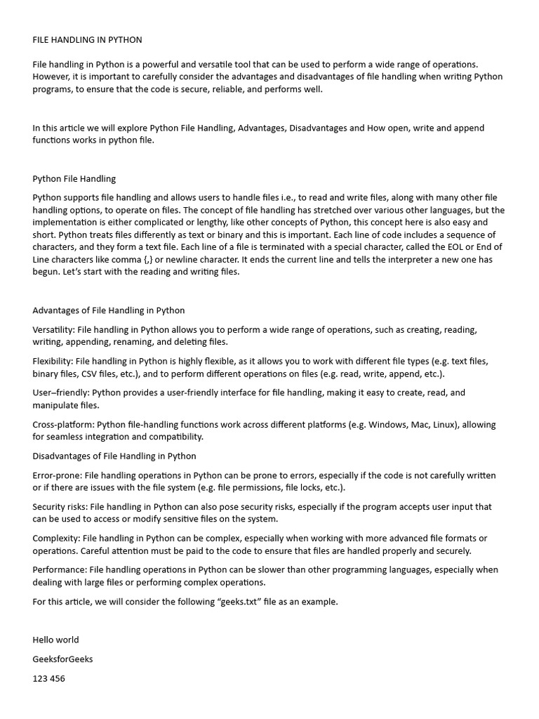 File Handling In Python Download Free Pdf Computer File Python Programming Language 