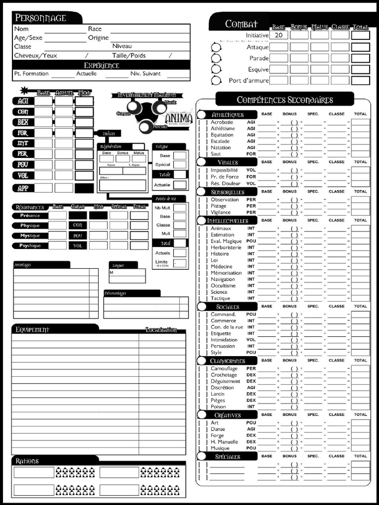 Fiche de Perso Simplifiée | PDF