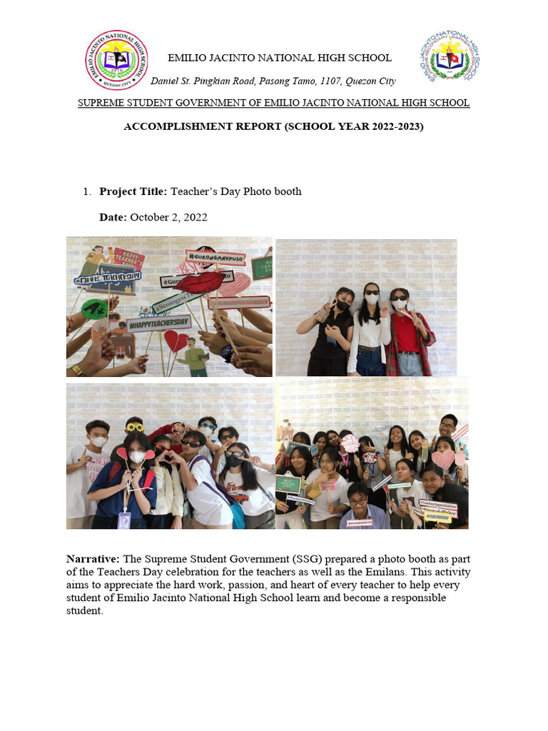 ssg accomplishment report sy 22-23 | PDF