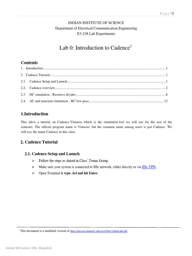 Lab0 Introduction To Cadence | PDF | Electrical Network | Resistor