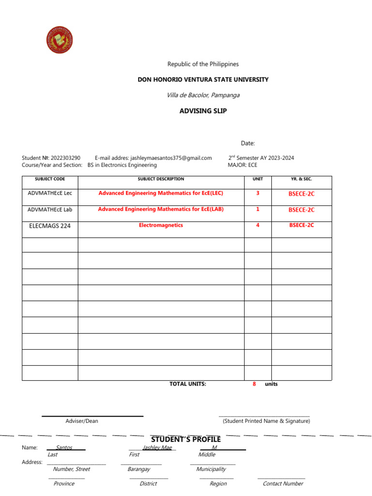 Advising Form | PDF | Materials Science | Electromagnetism