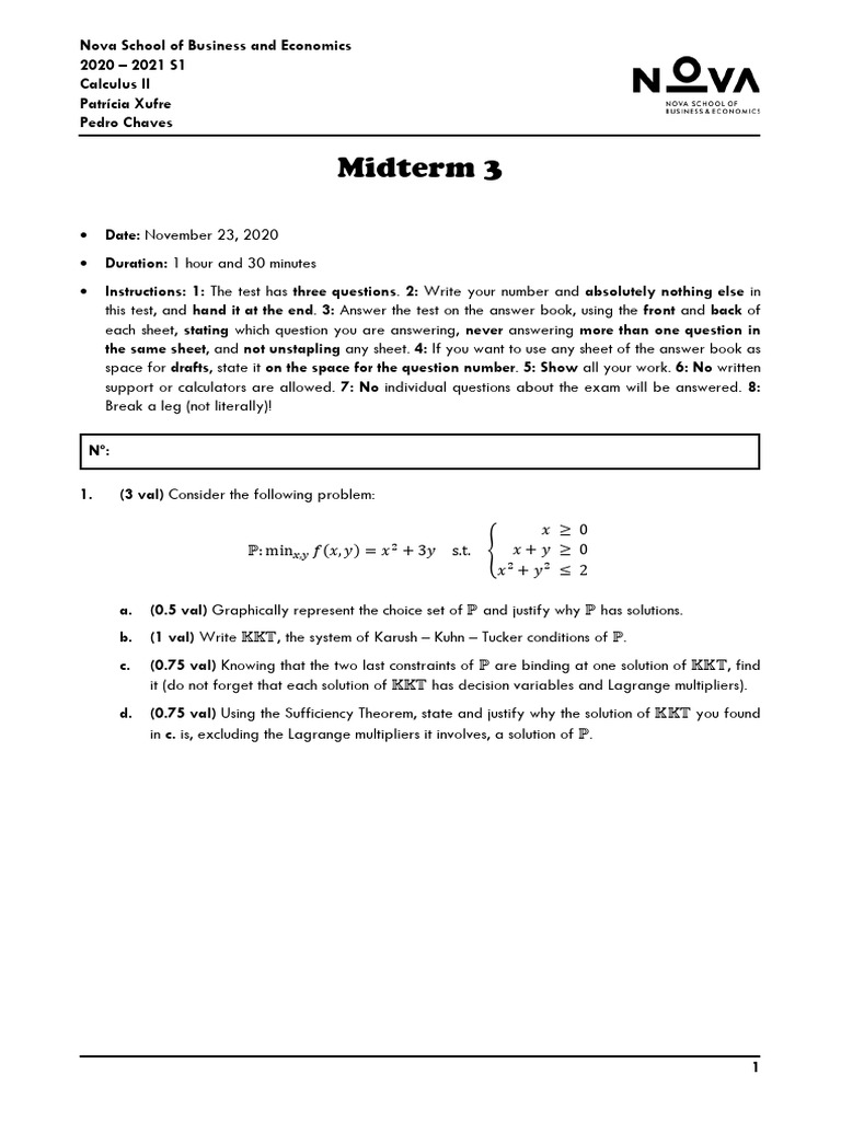 Calculus II 2020-2021 S1 Midterm 3 | PDF | Analysis | Mathematical Concepts