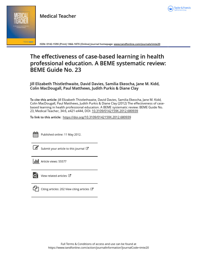 The Effectiveness of Case-Based Learning in Health Professional ...