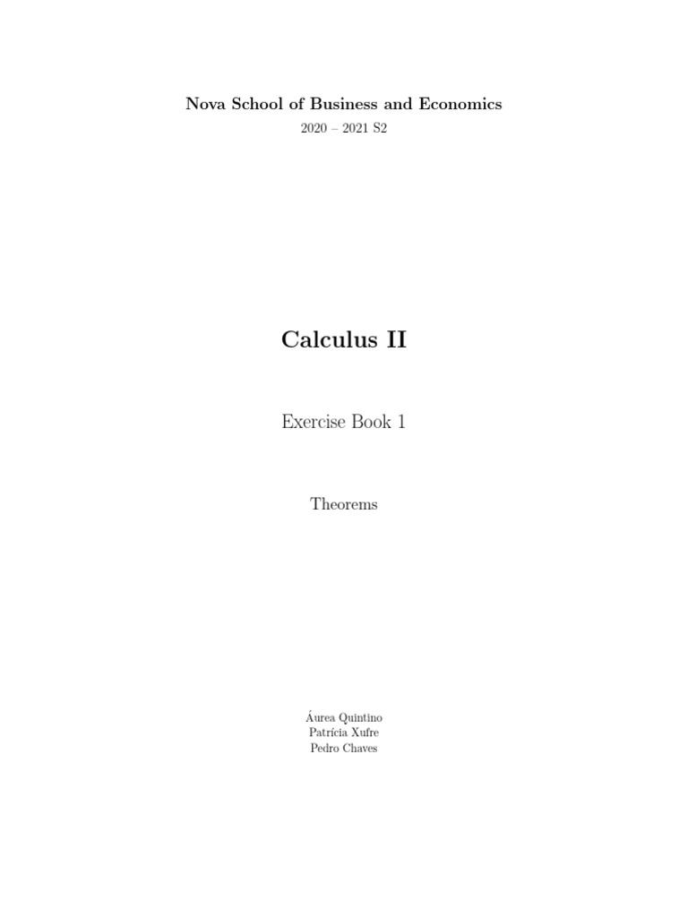 Calculus II 2020-2021 S2 Exercise Book 1-3 | PDF | Function ...