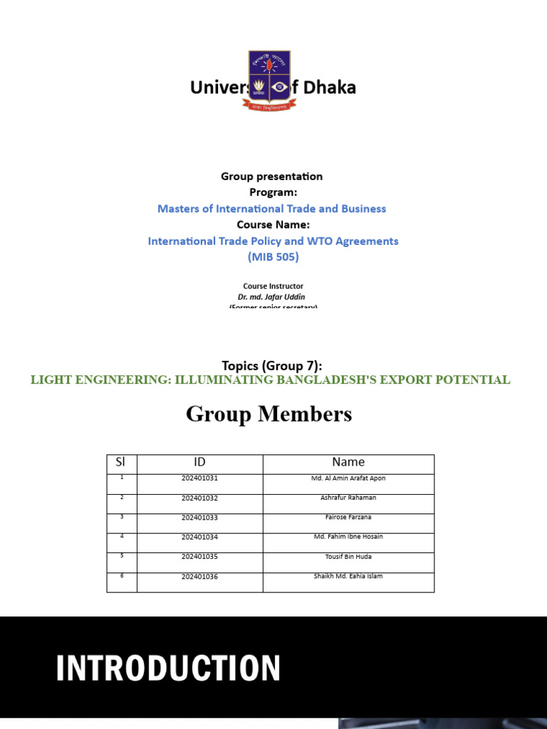 Group 7 - Presentation University of Dhaka - 1 | PDF